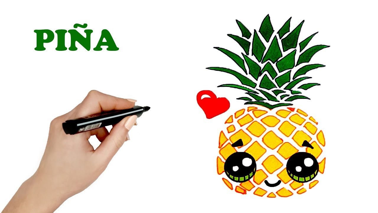 COMO DIBUJAR UNA PIÑA KAWAII PASO A PASO ???? Dibujos kawaii faciles ...